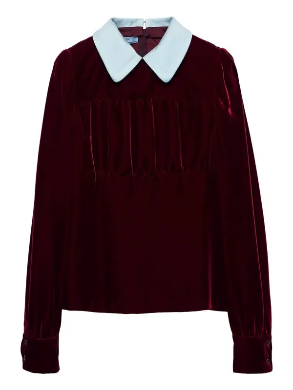 Prada Velvet Polo Top - Red