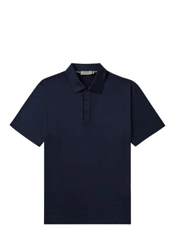Canali Cotton-jersey Polo Shirt - Blue