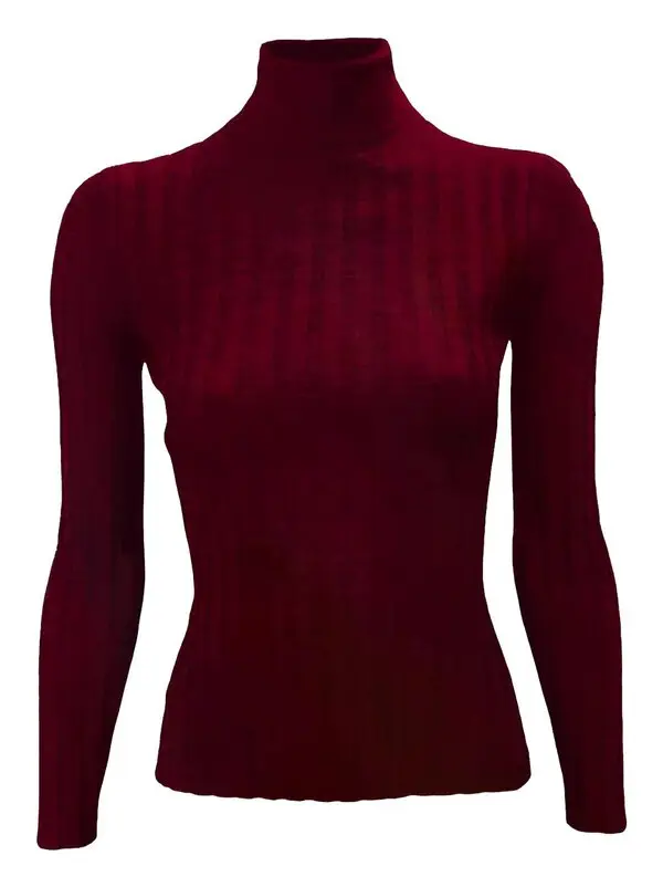 LA ROSE Ribbed Knit Pullover - Red