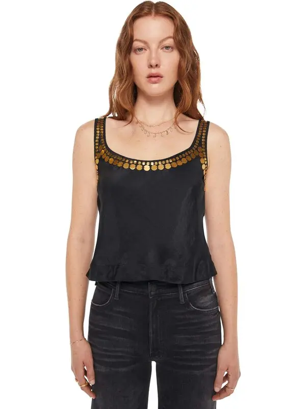 Alix Of Bohemia Silk Fiona Gilded Coin Top - Black
