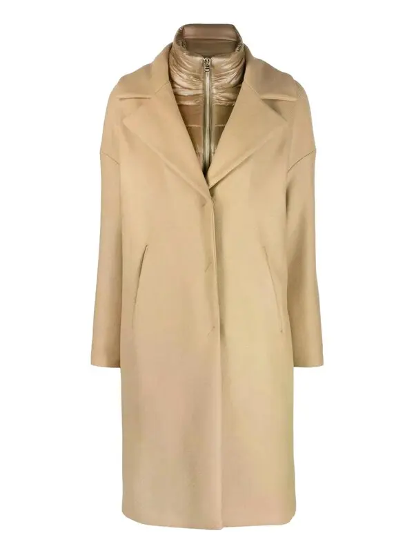 Herno Padded-collar Single-breasted Coat - Neutrals