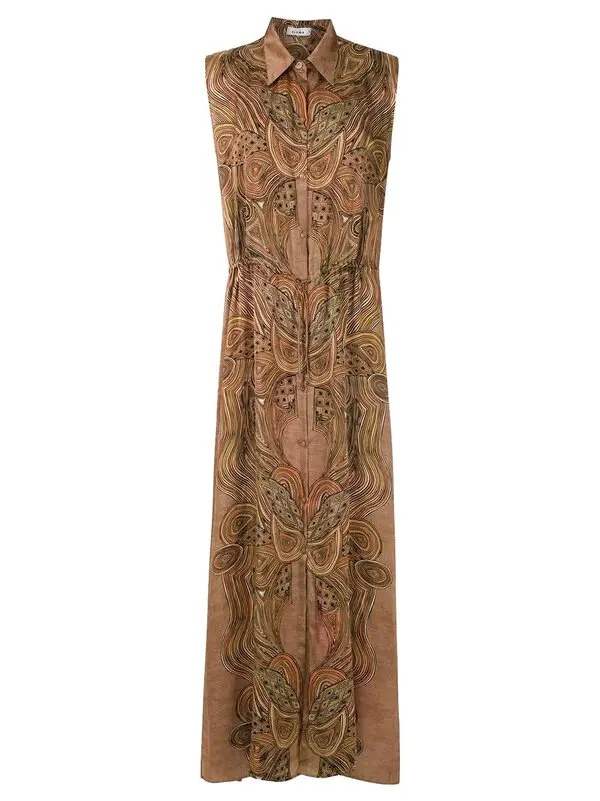 AMIR SLAMA Paisley-print Shirt Dress - Brown