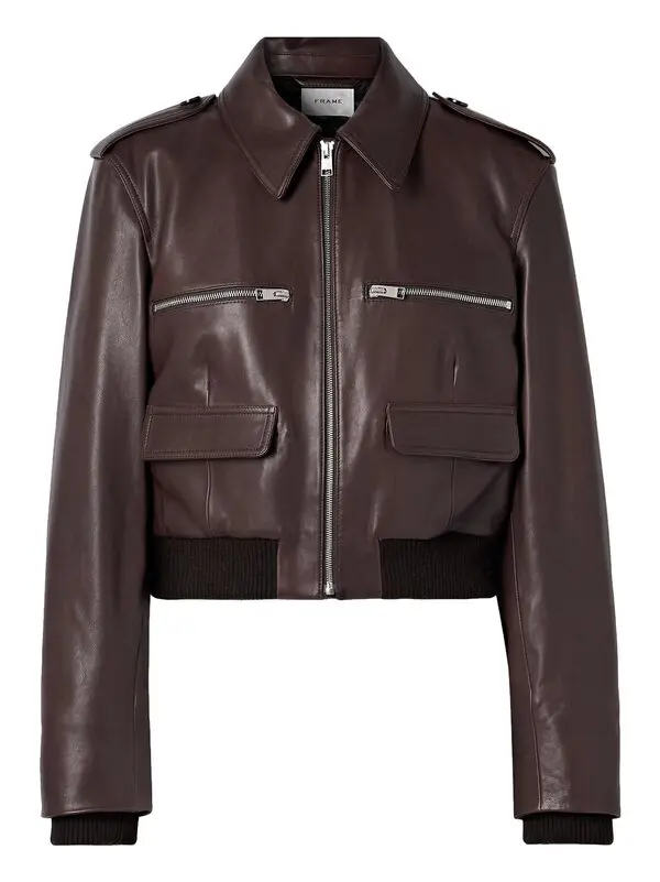 FRAME The Aviator Leather Jacket - Brown