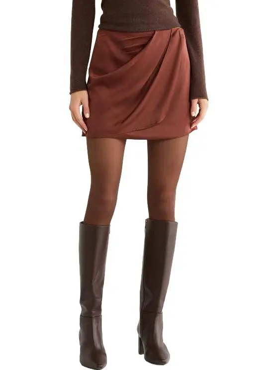 Astr The Label Catrina Satin Miniskirt - Rust Brown