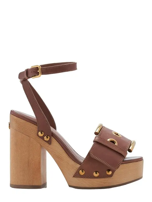Dolce & Gabbana Keira Leather Platform Sandals - Brown