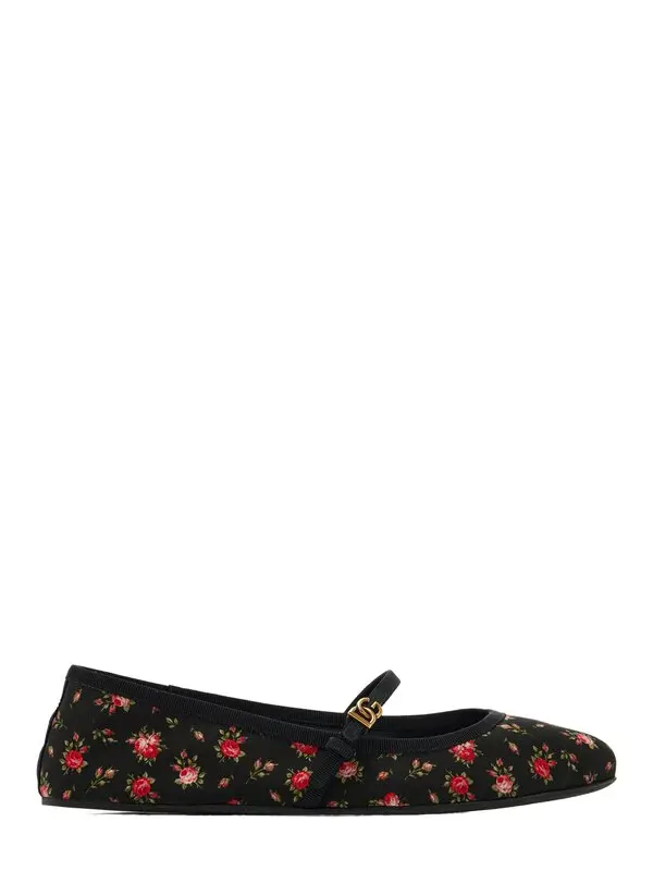 Dolce & Gabbana Vally Floral-print Ballet Flats - Black