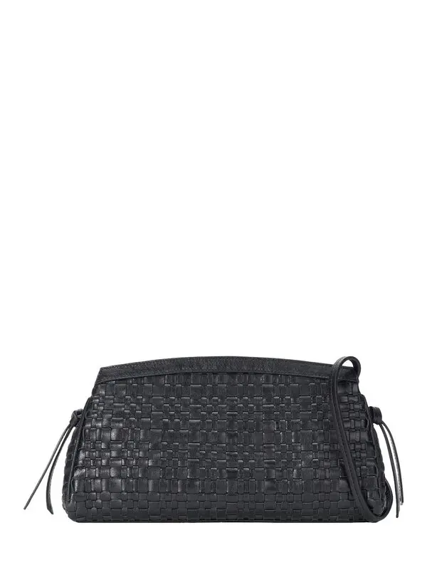 Staud Maude Convertible Leather Clutch - Black Woven
