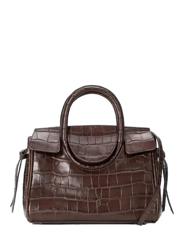Staud Mini Maude Croc-embossed Carryall - Espresso Croco