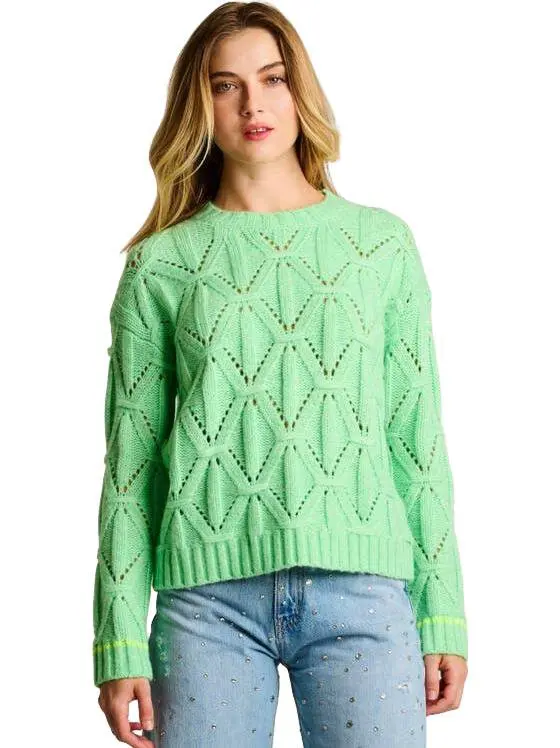 Lisa Todd Cable Crew Neck Pullover - Green Fairy