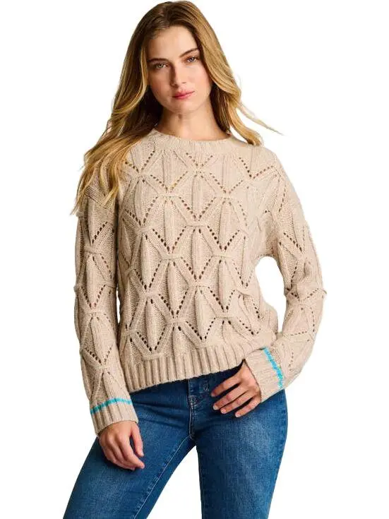Lisa Todd Cable Crew Neck Pullover - Oatmeal