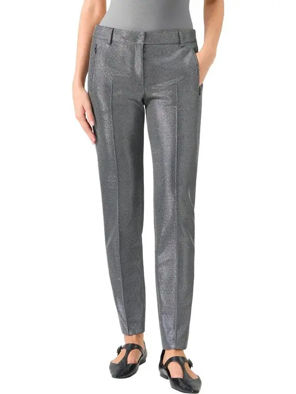Akris Brushed Metallic Tailored Pants - Brushed Steel