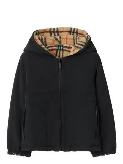 Burberry Reversible Check Fleece Hooded Jacket - Black
