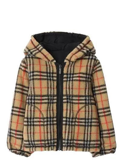 Burberry Reversible Check Fleece Hooded Jacket - Black
