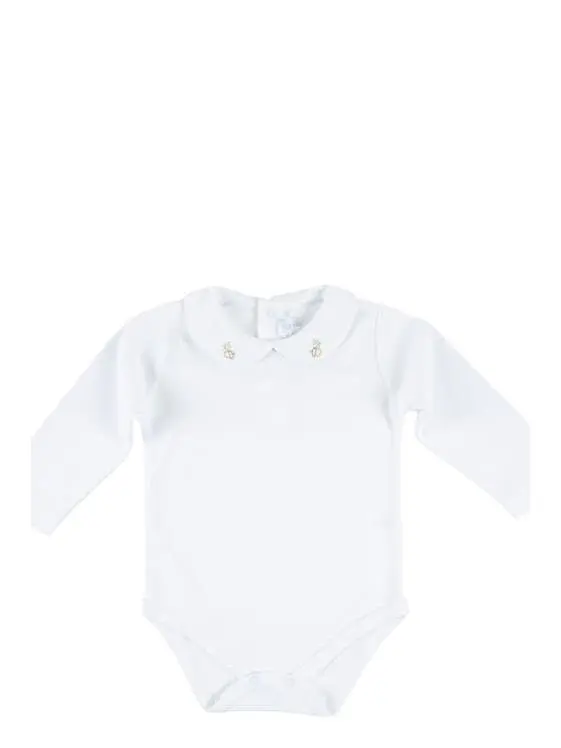 CUCLIE Acorn Long Sleeve Bodysuit - White