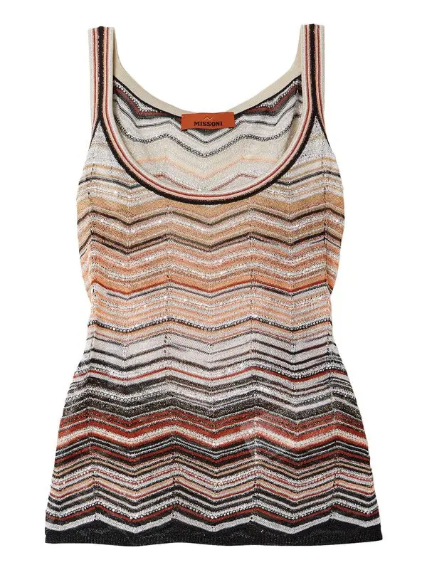 Missoni Sequin-embellished Striped Metallic Crochet-knit Tank - Multi