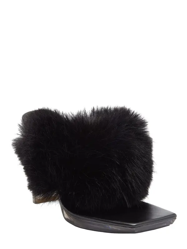 Jeffrey Campbell Delusions Faux Fur Slide Sandal - Black Combo