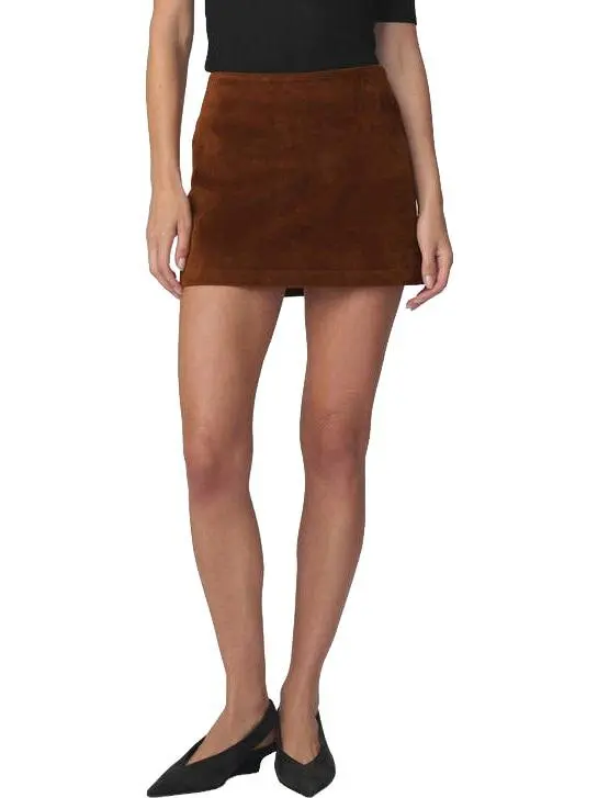 Joe's Jeans Faux Suede A-line Miniskirt - Chestnut