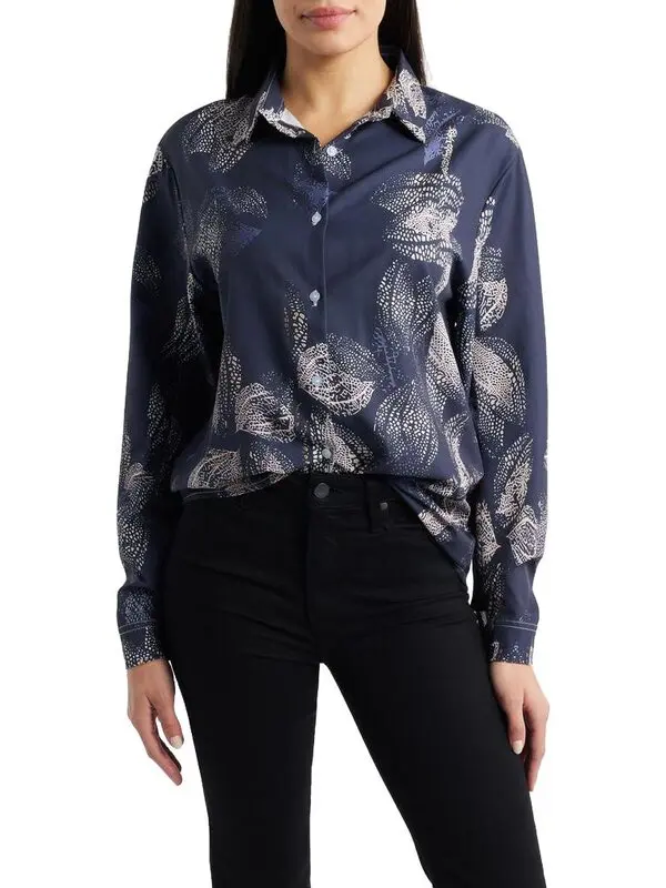 NIKKI LUND Chiara Printed Button-up Shirt - Black