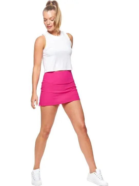 BOBBE ACTIVE A-line Plaid Mini Skirt - Hot Pink