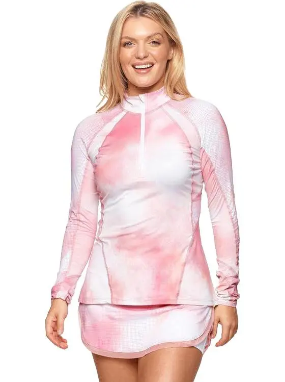 BOBBE ACTIVE Grace 1/2-zip Long Sleeve Top - Romance