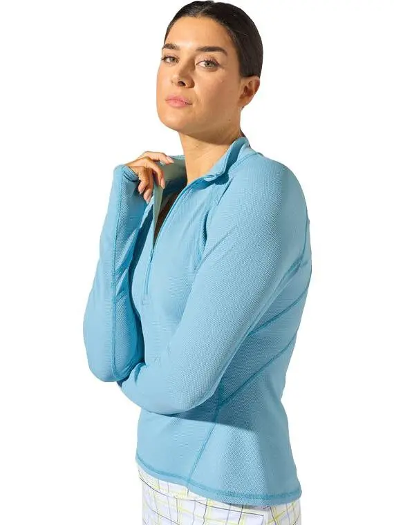 BOBBE ACTIVE Grace 1/2-zip Long Sleeve Top - Tan