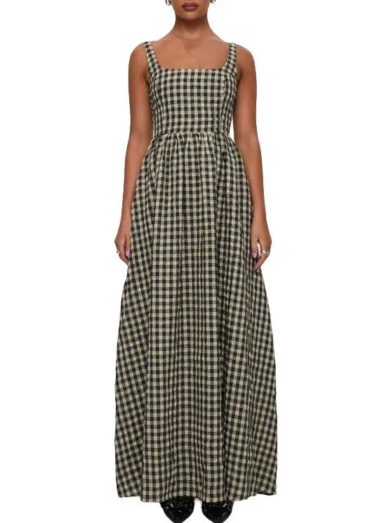 Princess Polly Cartmel Check Sleeveless Maxi Dress - Black/cream
