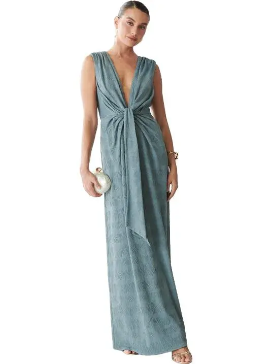 SAVEL Gisella Maxi Dress - Teal Palms