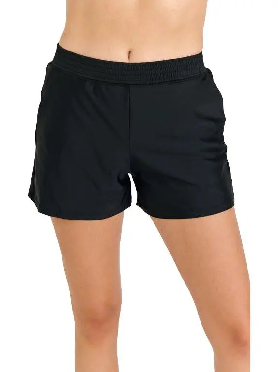 CALYPSA Classic Fit Swim Shorts With Panty - Black
