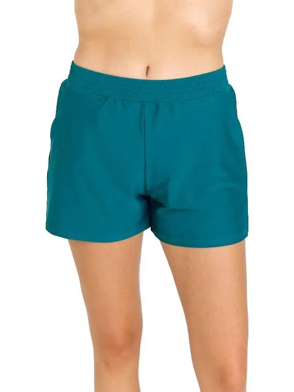 CALYPSA Classic Fit Swim Shorts With Panty - Dark Jade
