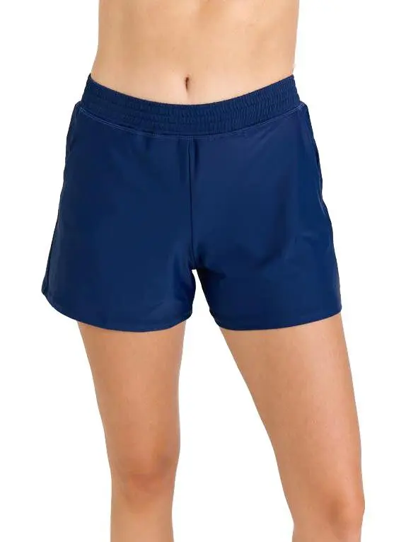 CALYPSA Classic Fit Swim Shorts With Panty - Navy