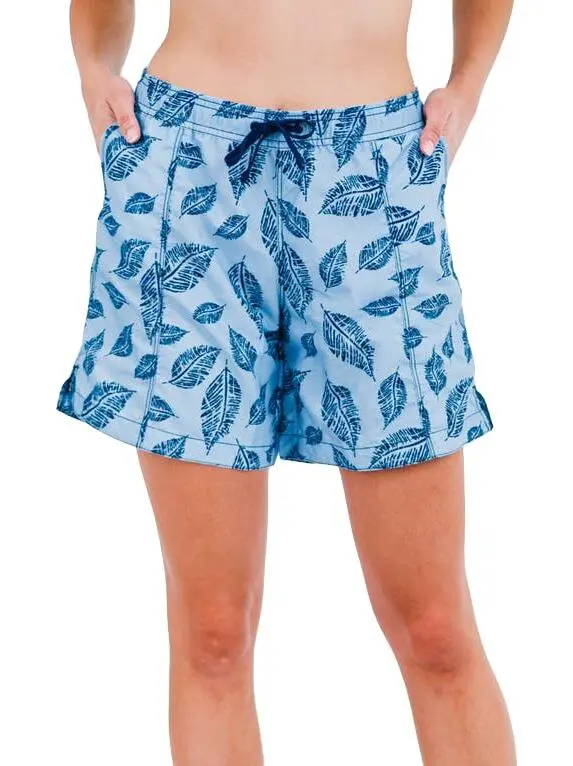 CALYPSA Board Shorts - Sky Leaf Print