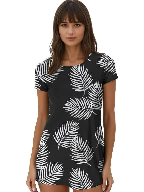 CALYPSA Swim Tunic - Black Palms