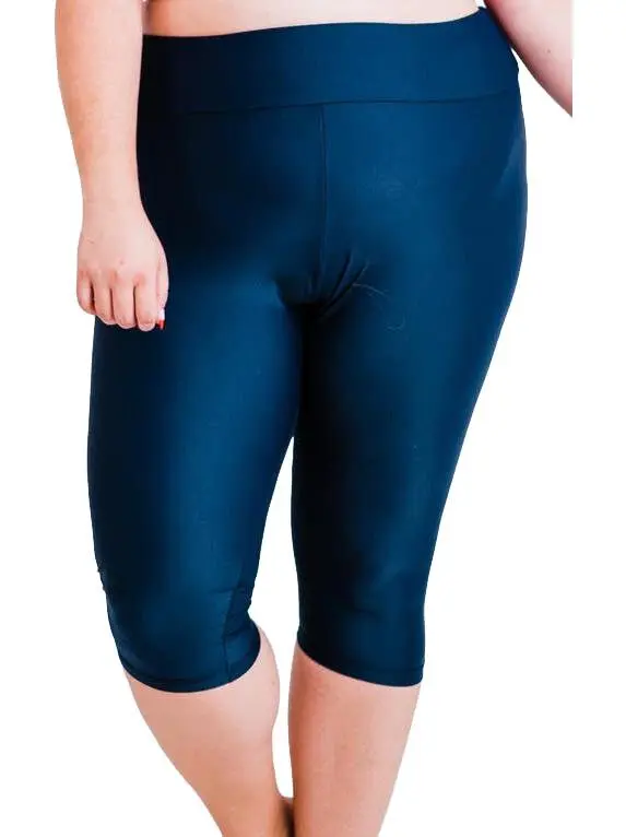 CALYPSA Capri Swim Leggings Upf 50 - Navy