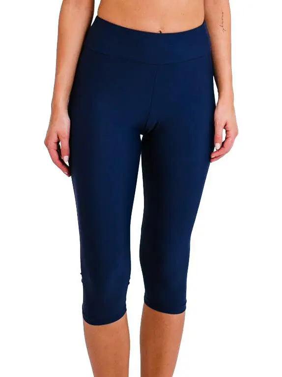 CALYPSA Capri Swim Leggings Upf 50 - Navy