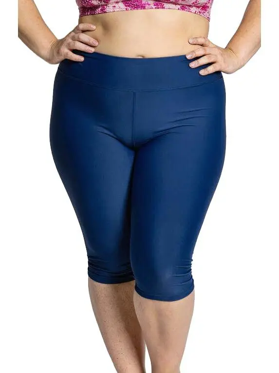 CALYPSA Capri Swim Leggings Upf 50 - Navy