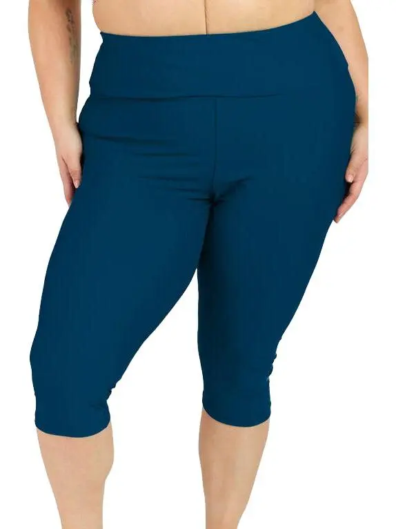 CALYPSA Capri Swim Leggings Upf 50 - Space Blue