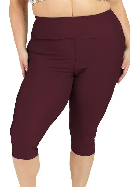 CALYPSA Capri Swim Leggings Upf 50 - Wine