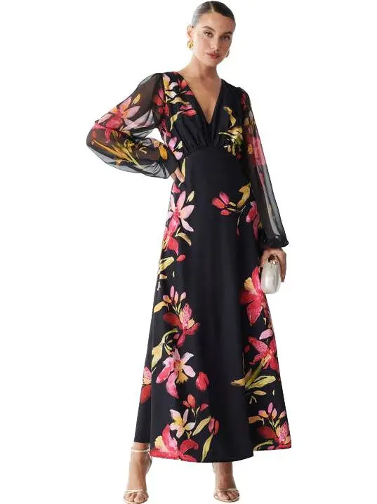 SAVEL Joannah Floral Midi Dress - Hibiscus Floral