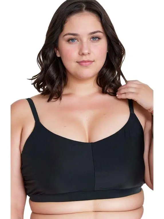 CALYPSA Adjustable Strap Clasp Swim Bra - Black