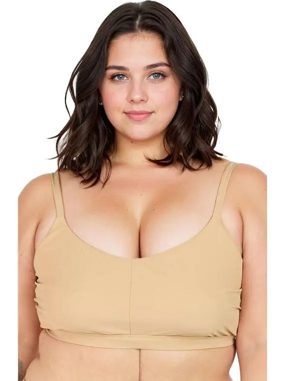 CALYPSA Adjustable Strap Clasp Swim Bra - Honey