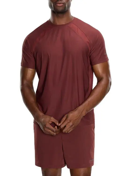 PELOTON Essential Jersey Rib Short Sleeve Shirt - Deep Burgundy