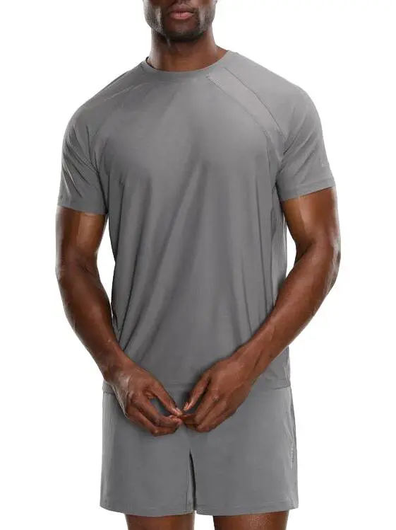 PELOTON Essential Jersey Rib Short Sleeve Shirt - Fossil Gray