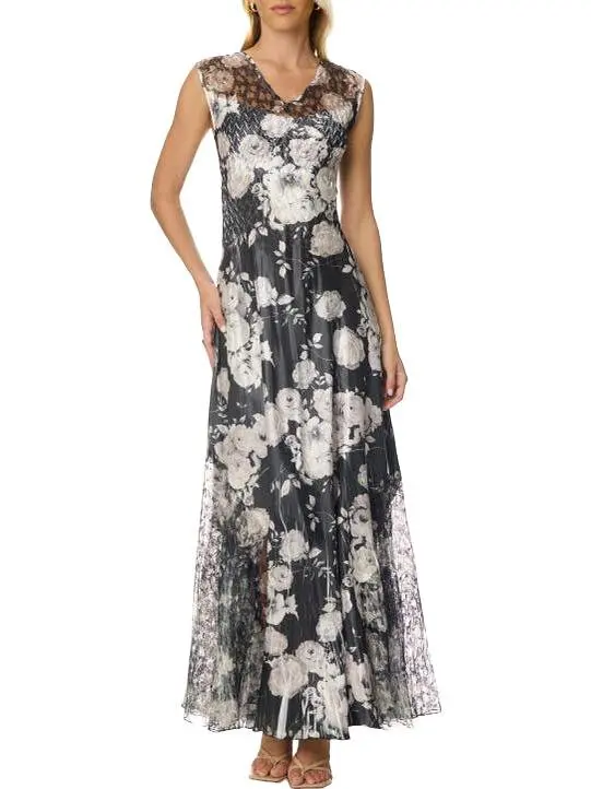 Komarov Charmuese Lace-up Maxi Dress - Night Rose