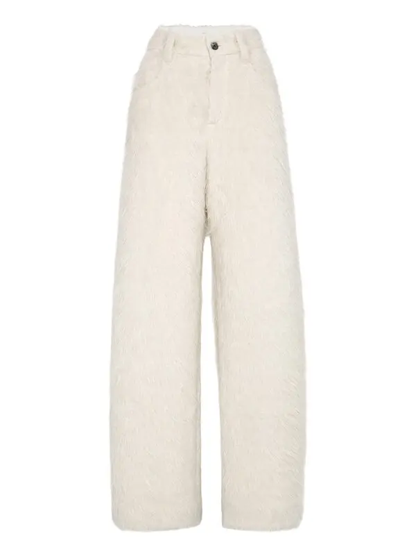 Brunello Cucinelli Alpaca-blend Wide-leg Trousers - White