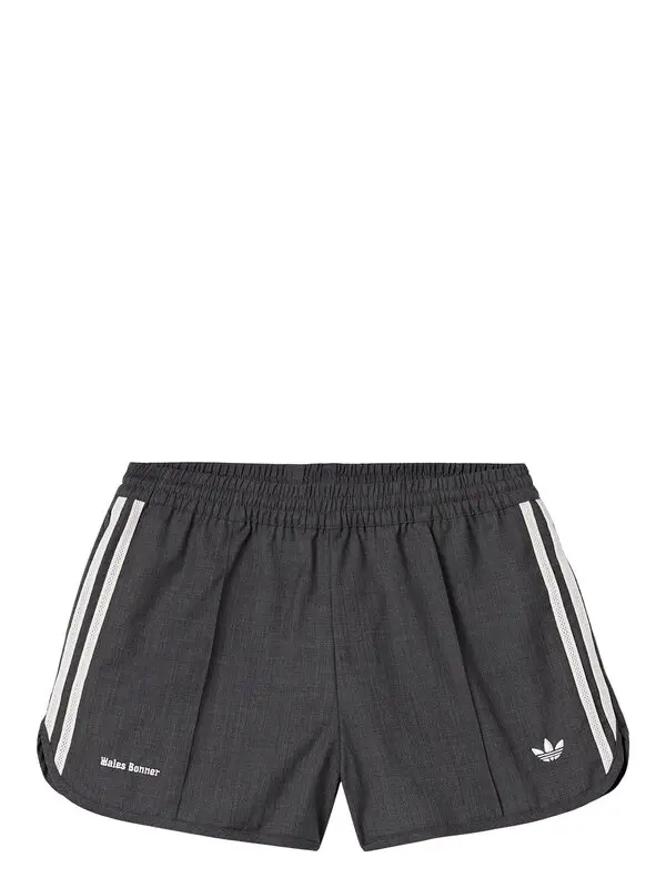 Adidas Originals By Alexander Wang Wales Bonner Striped Wool-blend Twill Shorts - Gray