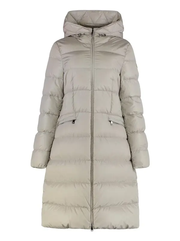 Moncler Long Avocette Puffer Jacket With Hood - Grey