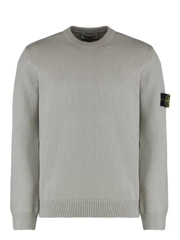 Stone Island Crew Neck Cotton Sweater - Grey