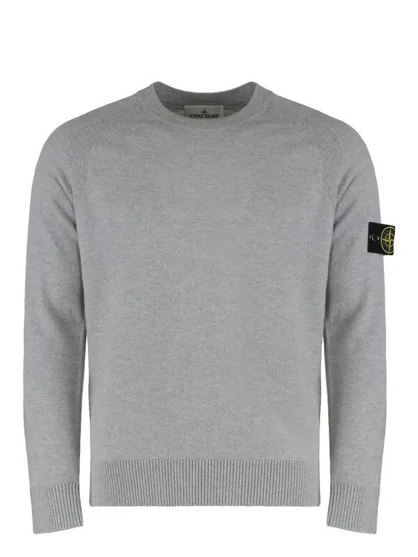 Stone Island Round Neck Wool Sweater - Grey