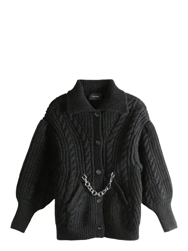 Simone Rocha Chain-detailed Chunky Knit Cardigan - Black