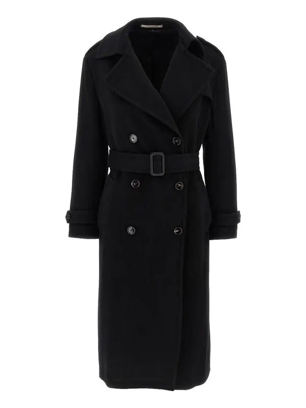 Tagliatore Belted Double Breasted Coat - Black